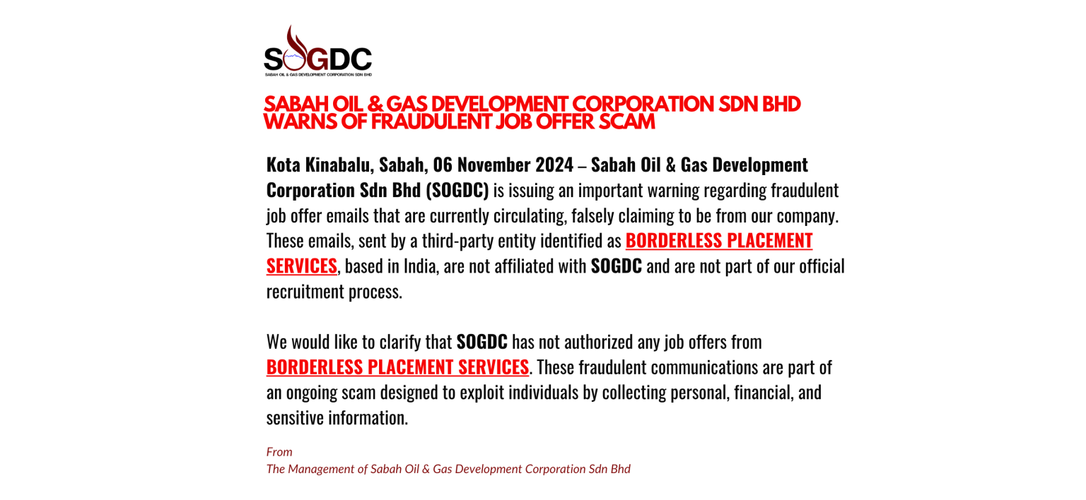 SABAH OIL & GAS DEVELOPMENT CORPORATION SDN BHD